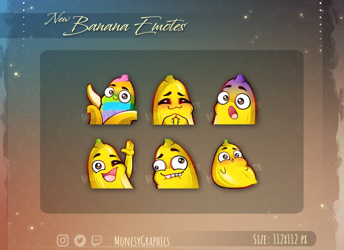 Twitch Cute Banana Emotes for Streamers / Kawaii Banana Emote for Your ...