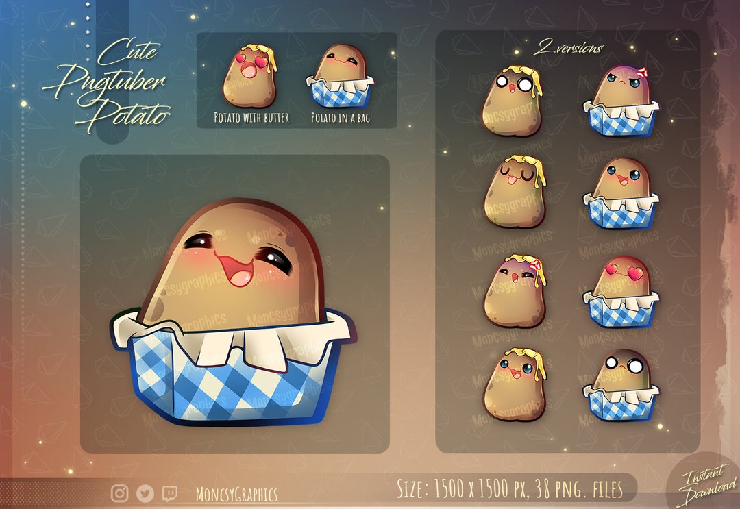 Cute Potato Pngtuber Model / Voice Reactive Stream Mascot / Vtuber ...