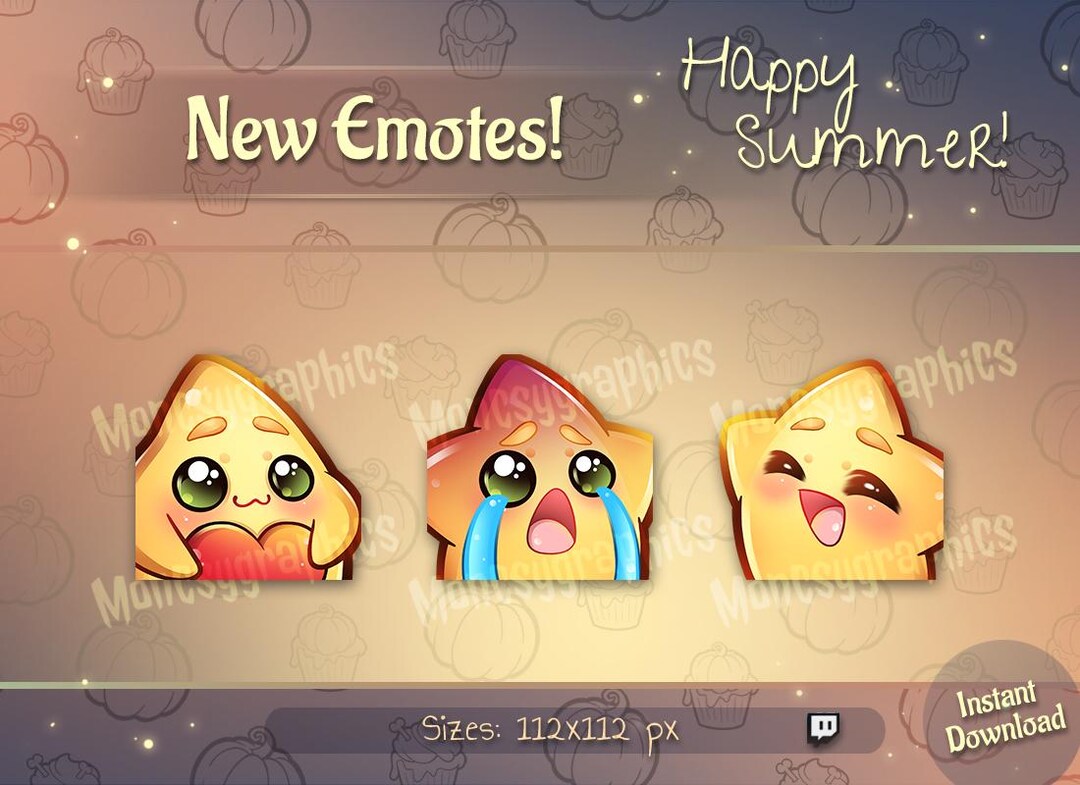 Twitch Emotes // Cute Star Chibi Emotes for Streamers / Kawaii Star ...