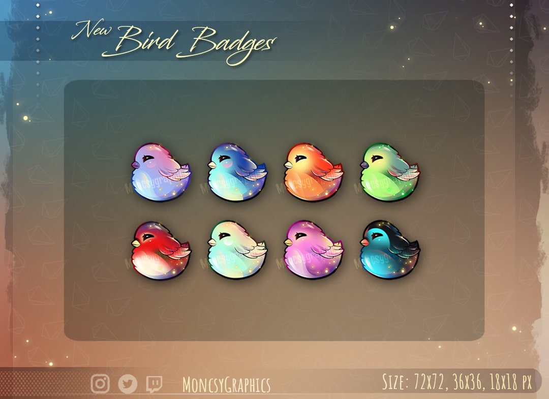 Twitch Bird Badges / Cute Badges for Streamers / Bird Badges / Animal ...