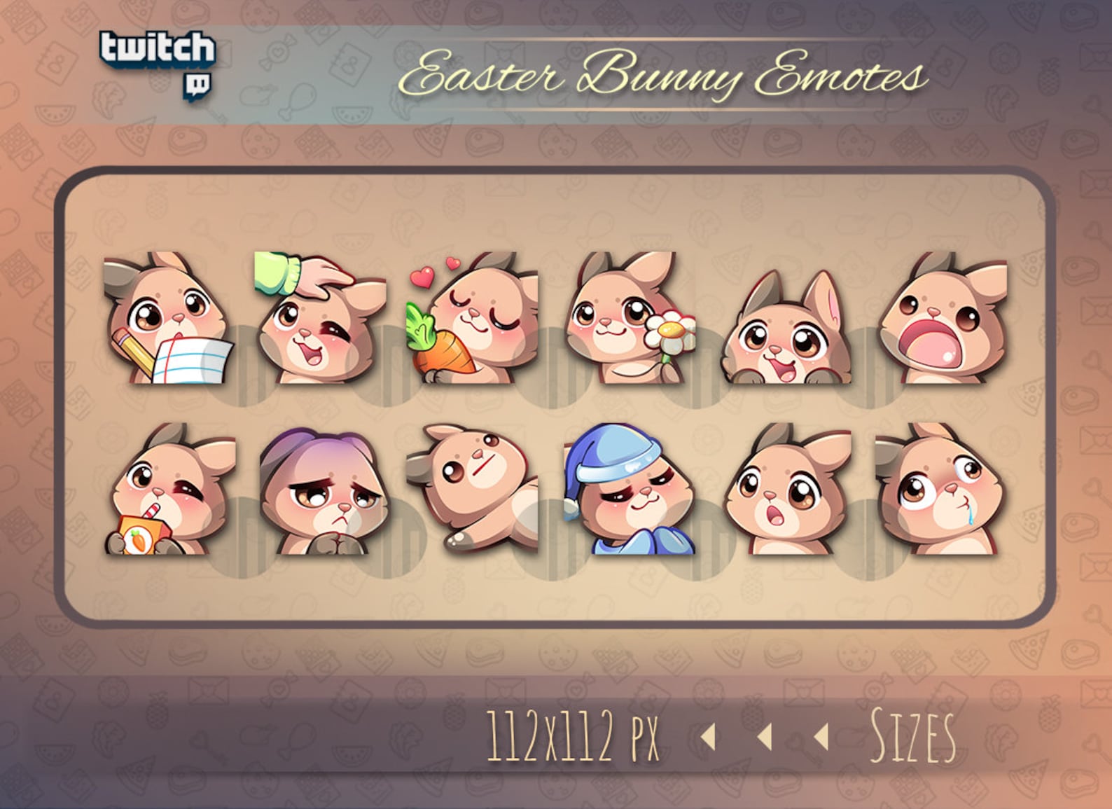Cute Easter Brown Bunny Twitch Emotes / Easter Twitch Sub - Etsy