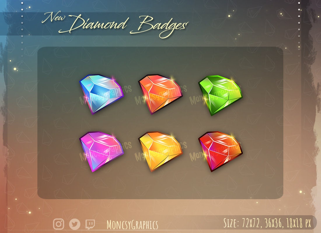 Twitch Sub Bit Badges / Diamond Crystal Badges for Streamers / Kawaii ...