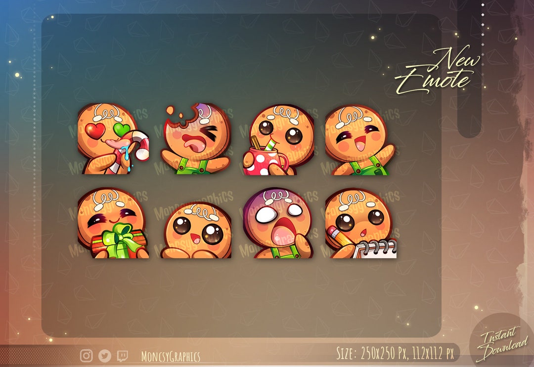 Gingerbread Cookie Twitch Sub Emotes / Christmas Emotes for Your Twitch ...