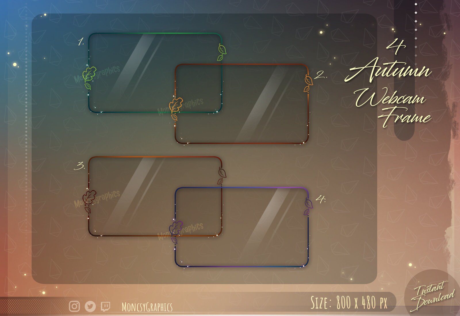 Webcam Overlay / Webcam Frame Autumn Webcam Frame / Cute Custom Twitch ...
