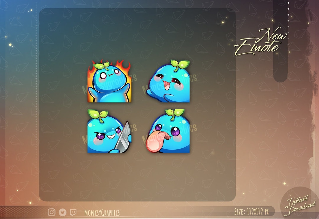 Twitch Cute Water Drop Emote for Streamers / Kawaii Water Emote for ...