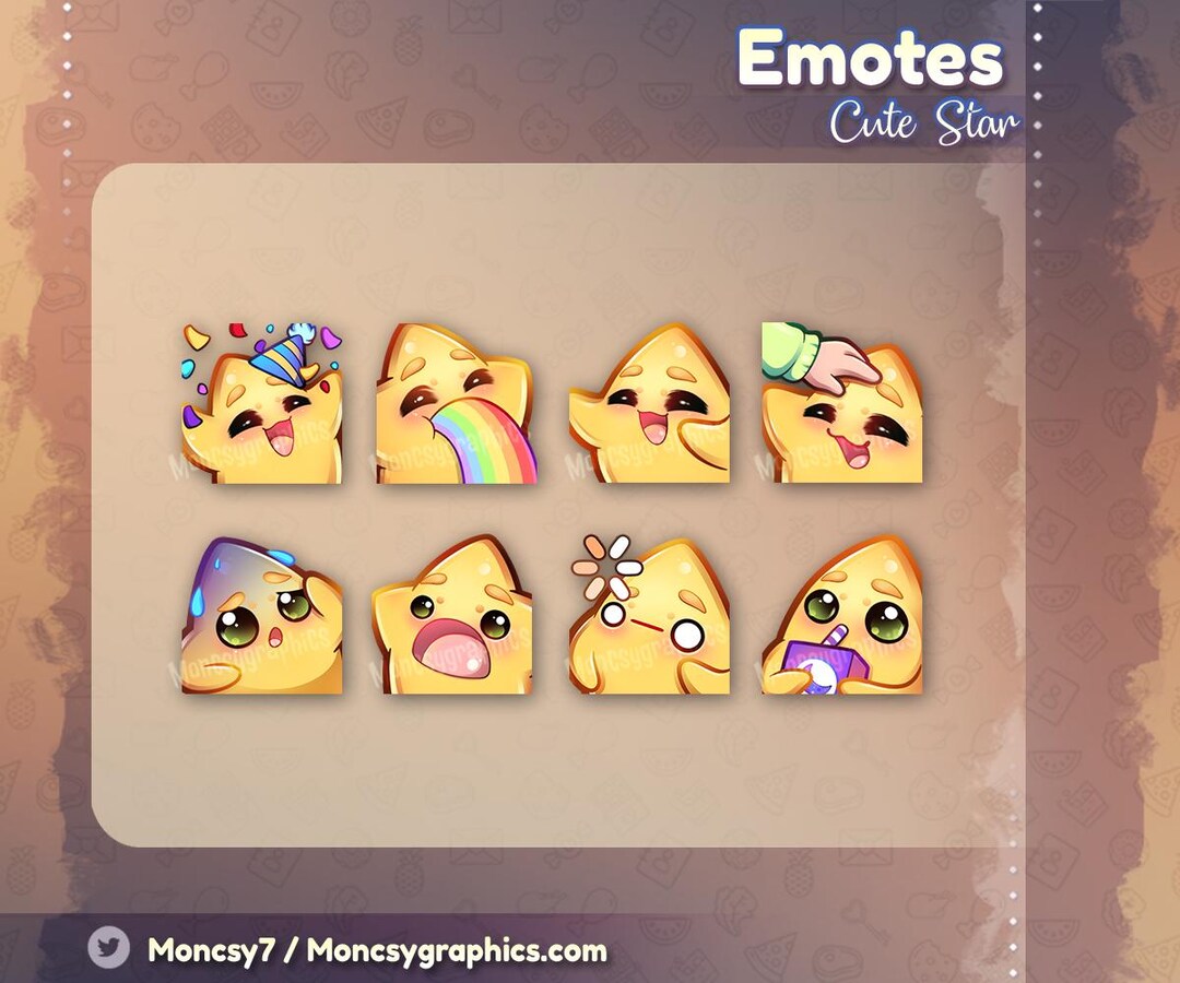 Twitch Emotes // Cute Star Chibi Emotes for Streamers / 8x Kawaii Star ...