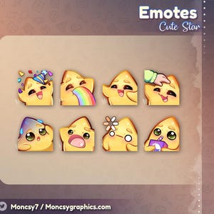 Twitch Emotes // Cute Star Chibi Emotes for Streamers / 8x Kawaii Star ...