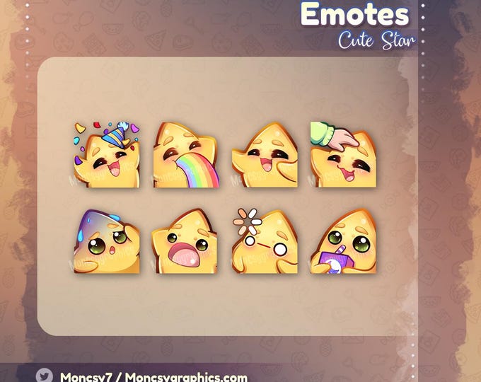 Twitch Emotes // Cute Star Chibi Emotes for Streamers / 8x Kawaii Star ...