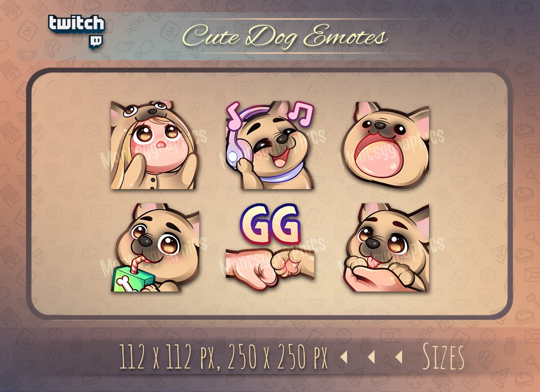 Twitch French Bulldog Emotes / Cute Chibi Dog Emotes for Streamers ...