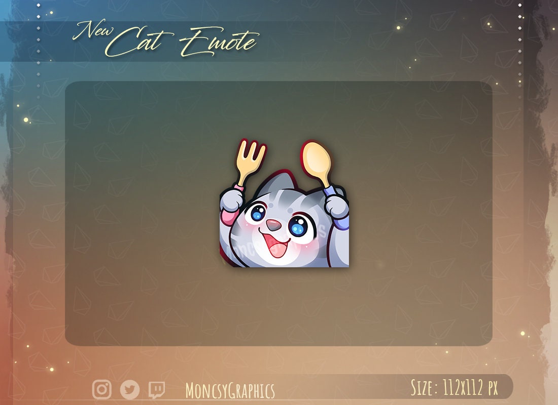 Twitch Cute Hungry Cat Emote for Streamers / Kawaii Cat Emote for Your ...
