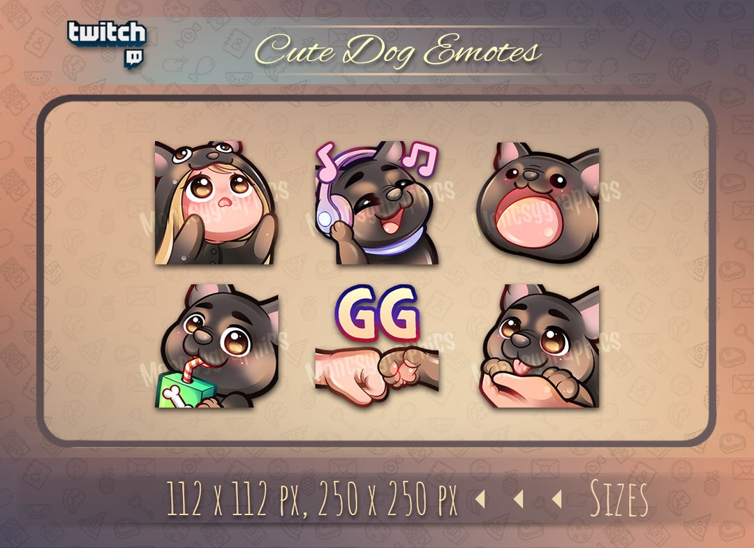 Twitch French Bulldog Emotes / Cute Chibi Dog Emotes for Streamers ...