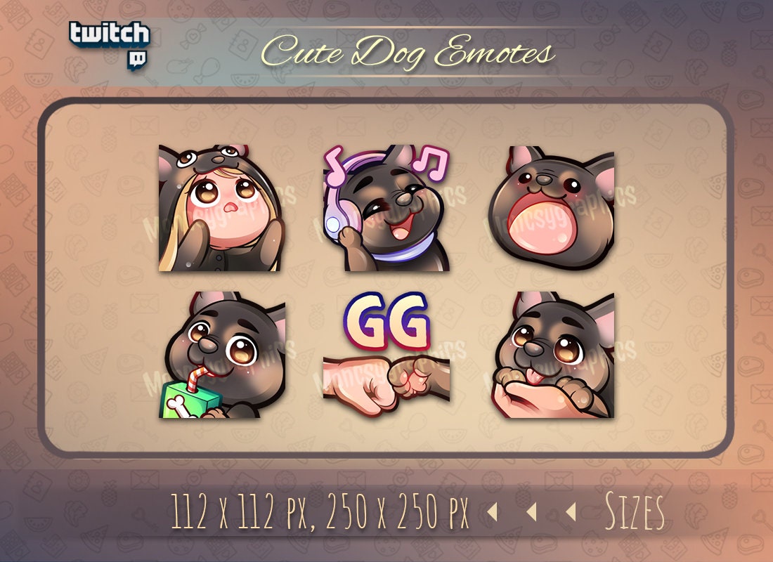 Twitch French Bulldog Emotes / Cute Chibi Dog Emotes for Streamers ...