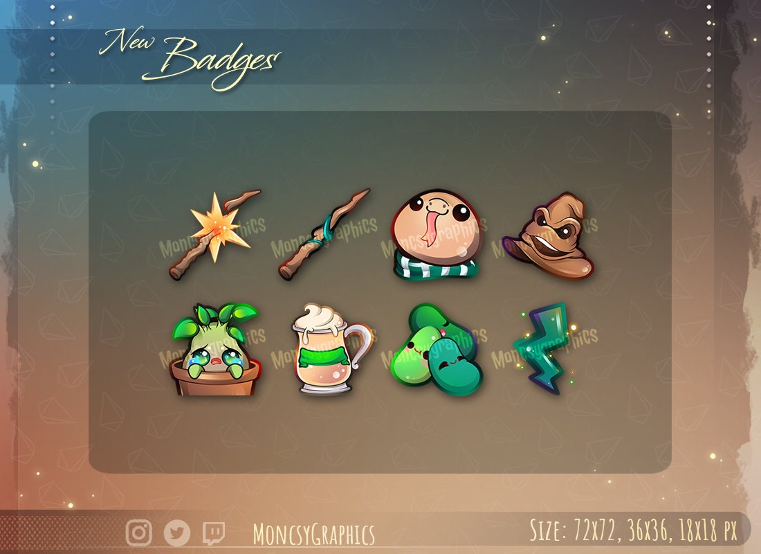 Cute HP Hogwarts Legacy Inspired Twitch Sub Badges/ Bit Badges - Etsy