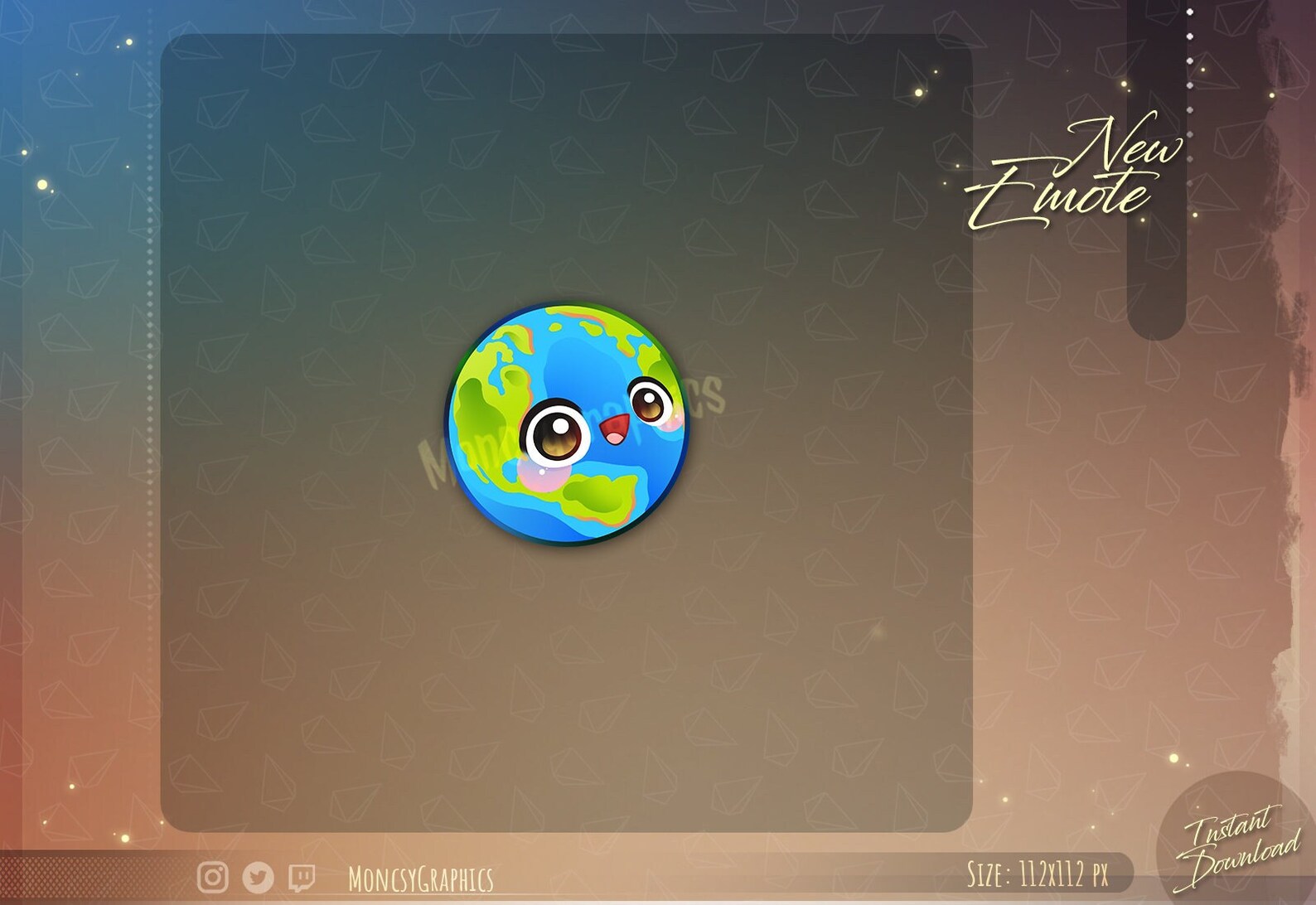 Twitch Cute Earth Emote for Streamers / Kawaii Globe Emote for Your ...