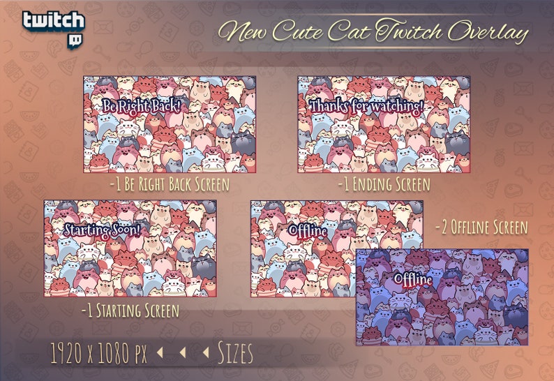 Cute Cat Twitch Overlay / Cat Stream Screens / Cat Overlay / Twitch ...
