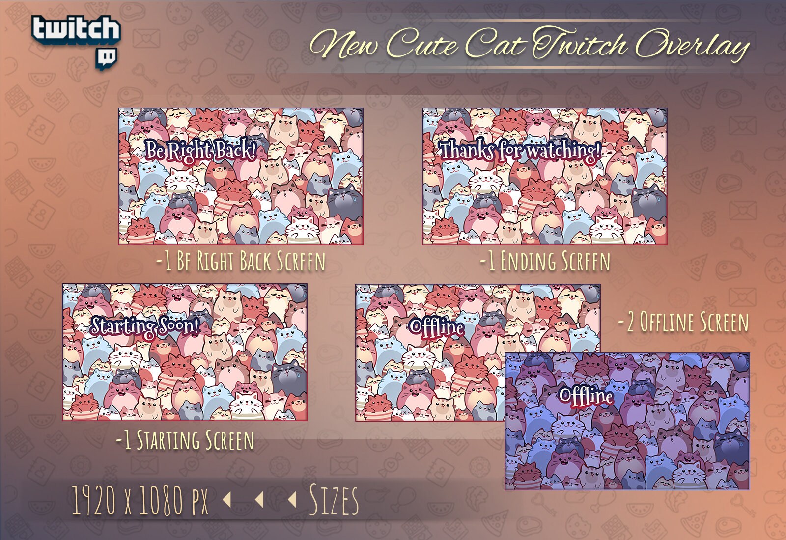 Cute Cat Twitch Overlay / Cat Stream Screens / Cat Overlay / Twitch ...