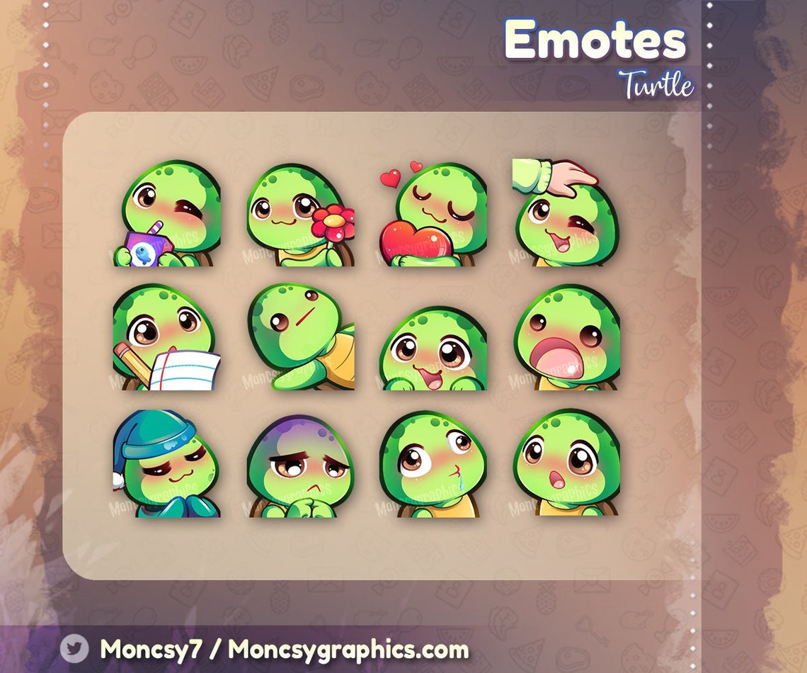 Cute Turtle Twitch Sub Emotes / Kawaii Turtle Emotes for Your Twitch ...
