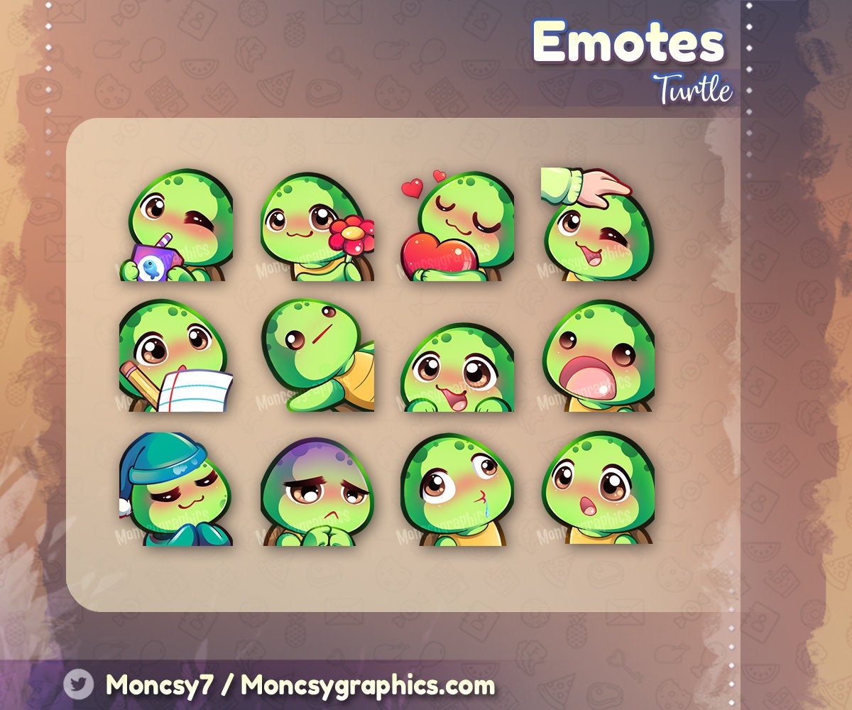 Cute Turtle Twitch Sub Emotes / Kawaii Turtle Emotes for Your Twitch ...