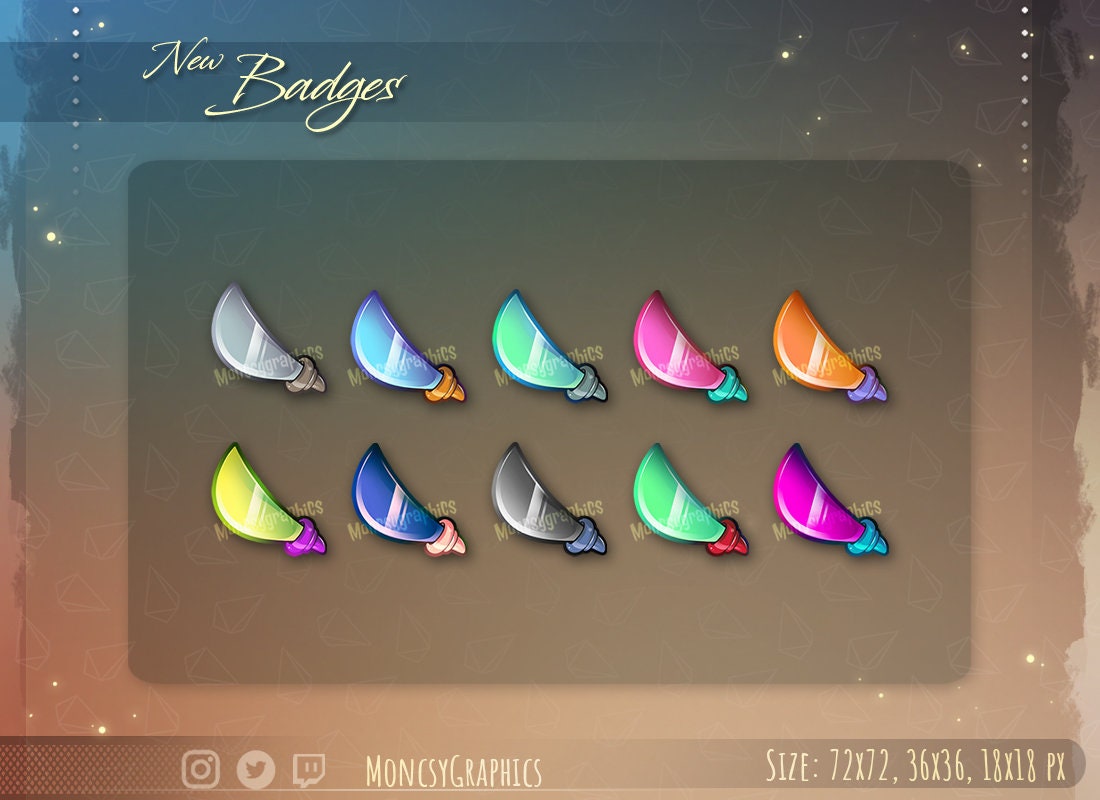 Twitch Sword Badges / Weapon Badges for Streamers / Streamer Twitch Sub ...