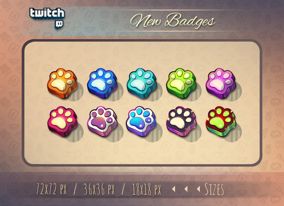 Cute Cat Paw Twitch Sub Badges/ Subscriber Badge / Cat Bit | Etsy