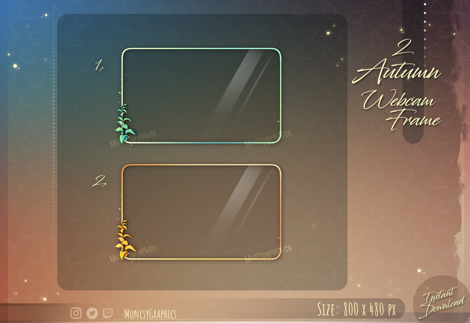 Webcam Overlay / Webcam Frame Autumn Webcam Frame / Cute Custom Twitch ...