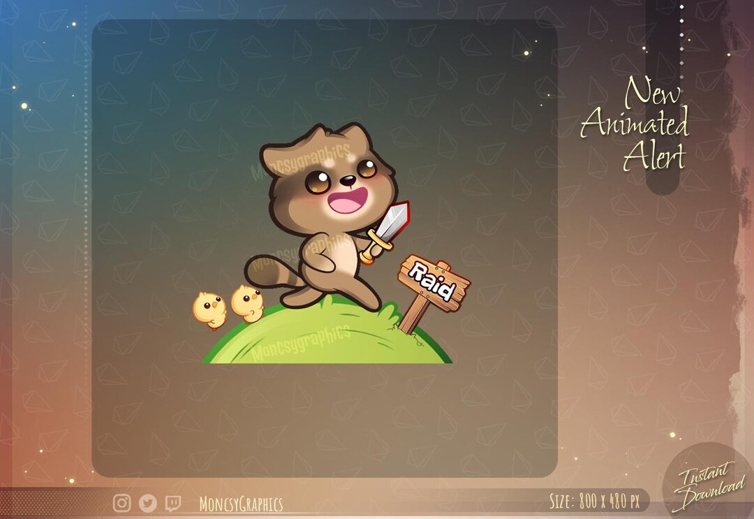 Cute Animated Raccoon Raid Alert for Your Stream /twitch Alert - Etsy