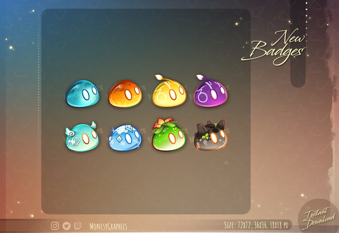 Genshin Impact Inspired Slime Twitch Discord Badges / Twitch - Etsy