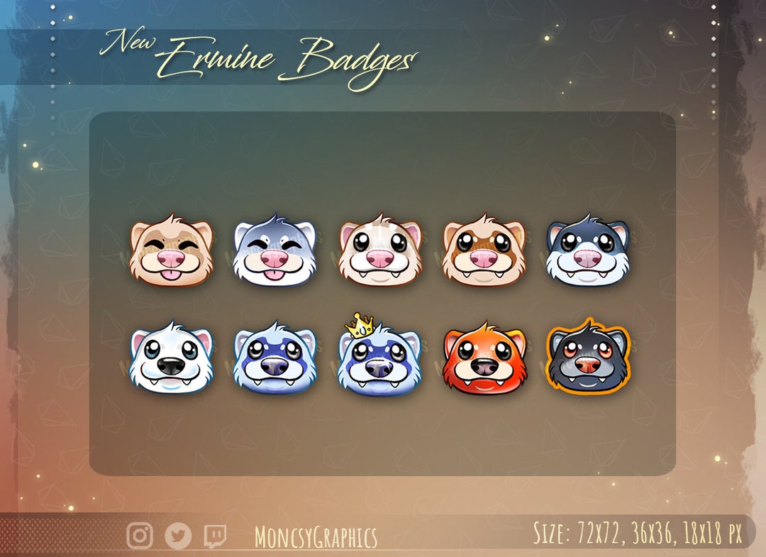 Twitch Ermine Badges // Cute Badges for Streamers / Ermine Streamer Sub ...