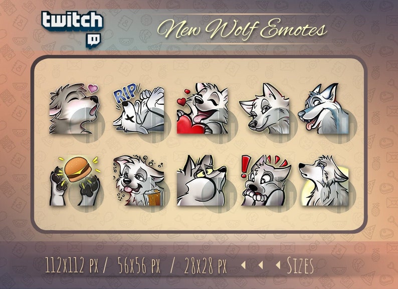 10x Gray Wolf Emotes Pack for Twitch and Discord / Cute Baby Wolf ...