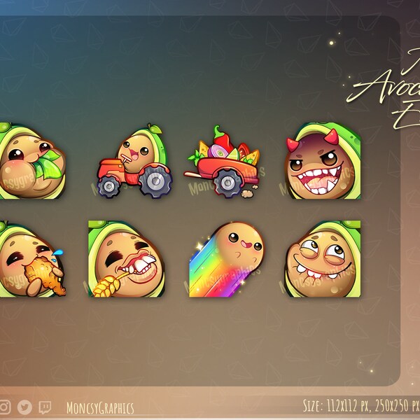 Avocado Twitch Emotes - Etsy
