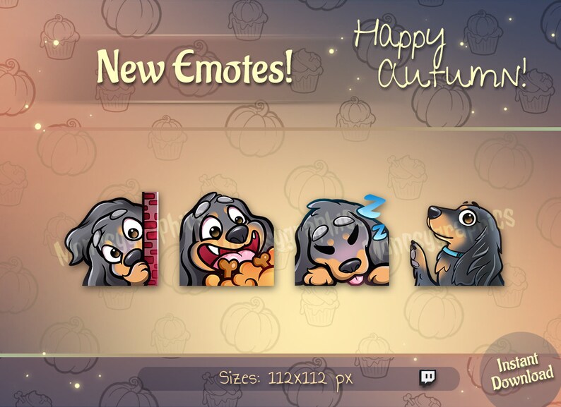 Twitch Dachshund Emotes / Cute Chibi Dog Emotes for Streamers - Etsy
