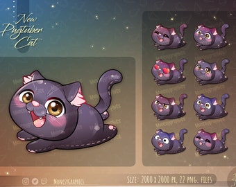 Black Cat Pngtuber Model Stream Mascot 5 Expressions & 14 Files for OBS ...