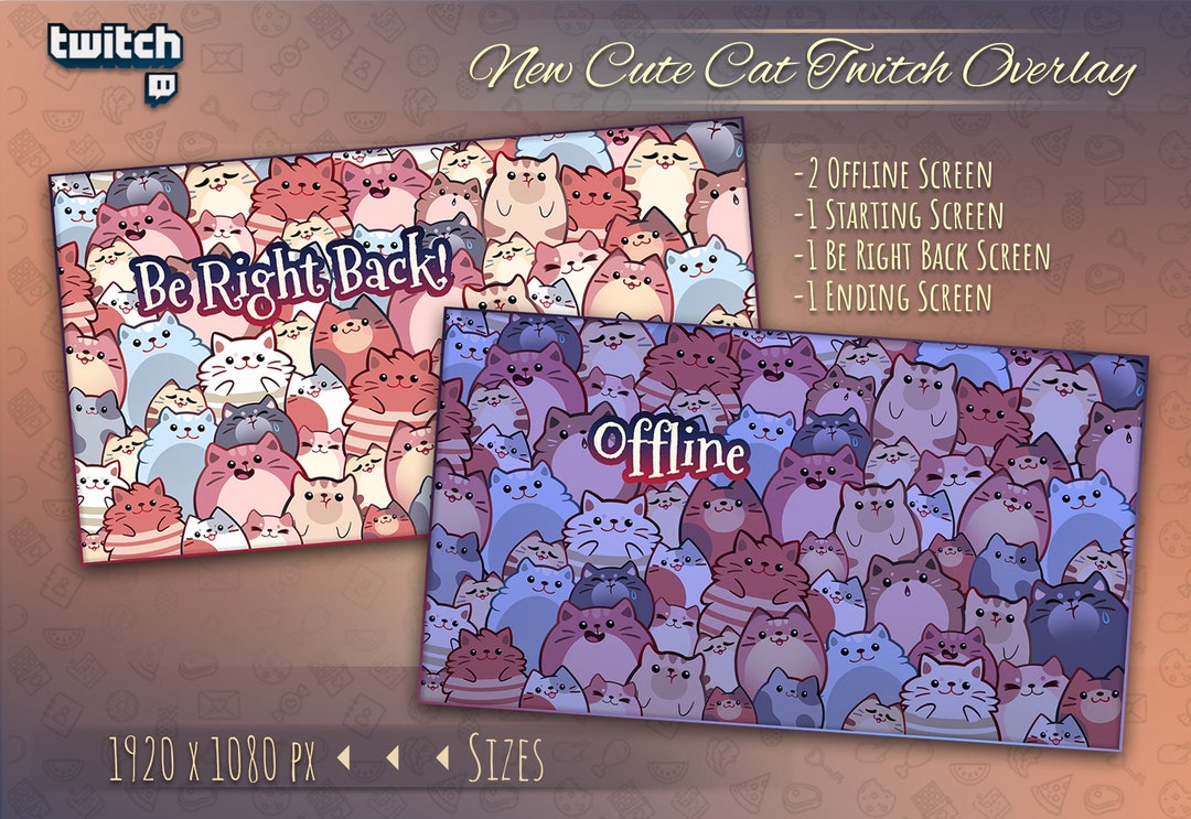 Cute Cat Twitch Overlay / Cat Stream Screens / Cat Overlay / Twitch ...