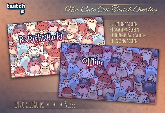 Cute Cat Twitch Overlay / Cat Stream Screens / Cat Overlay / | Etsy