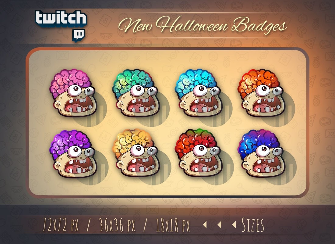 Twitch Halloween Sub Bit Badges / Halloween Zombie Face Badges | Etsy