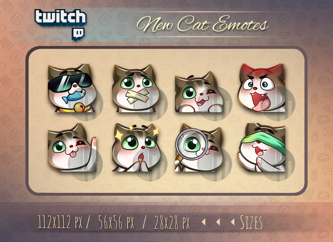 Twitch Cat Emotes // Cute Chibi Cat Emotes for Streamers / Kawaii Cat ...