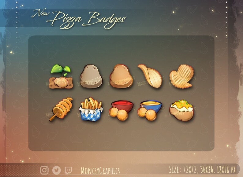 Twitch Potato Badges // Cute Potato Sub, Cheer Badges for Streamers ...