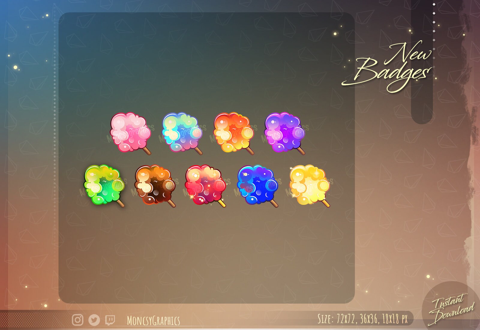 Twitch Cotton Candy Sub Bit Badges / Cute Cotton Candy Badges for ...