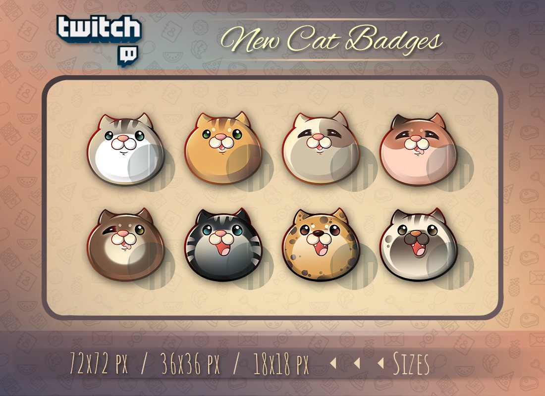 Twitch Cat badges // Cute chibi Cat badges for streamers / Cat | Etsy