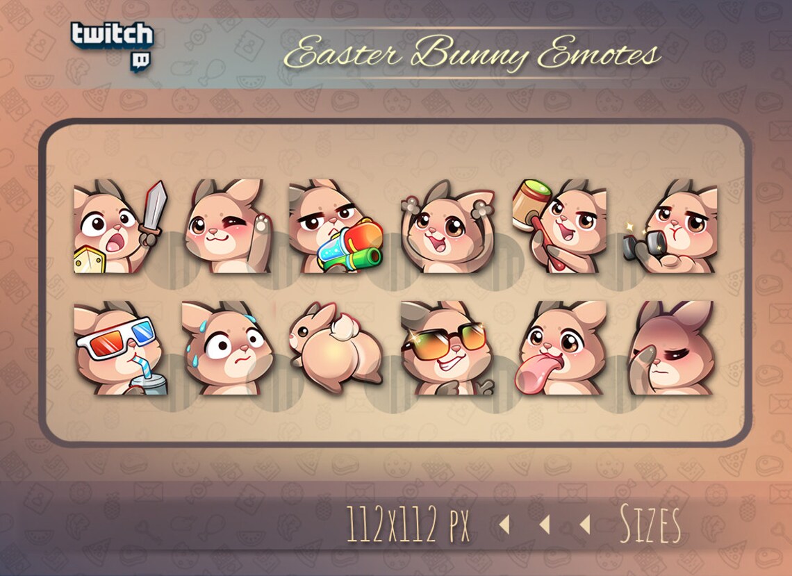 Cute Easter Brown Bunny Twitch Emotes / Easter Twitch Sub | Etsy