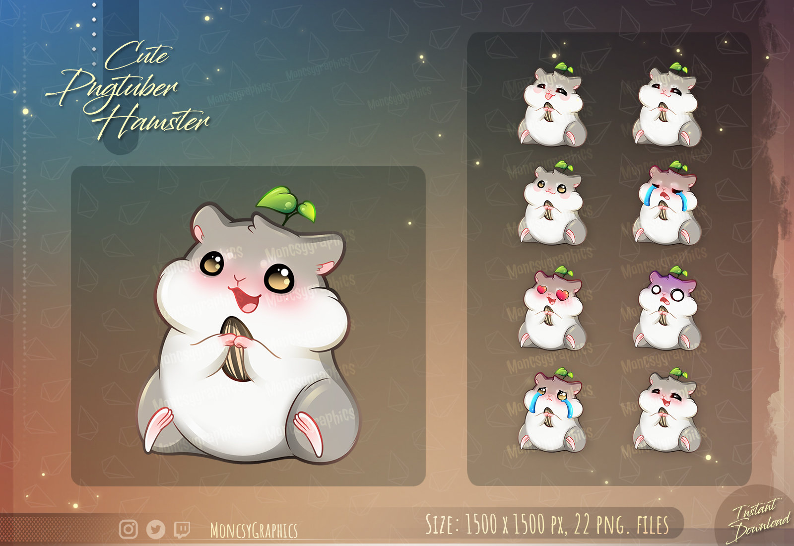 Cute Hamster Pngtuber Model / Voice Reactive Stream Mascot / Vtuber Twitch Discord / Vtuber ...