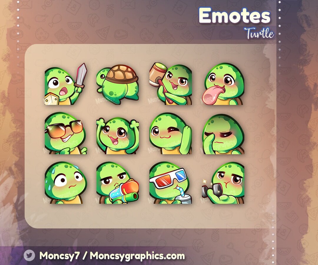 Cute Turtle Twitch Sub Emotes / Kawaii Turtle Emotes for Your Twitch ...