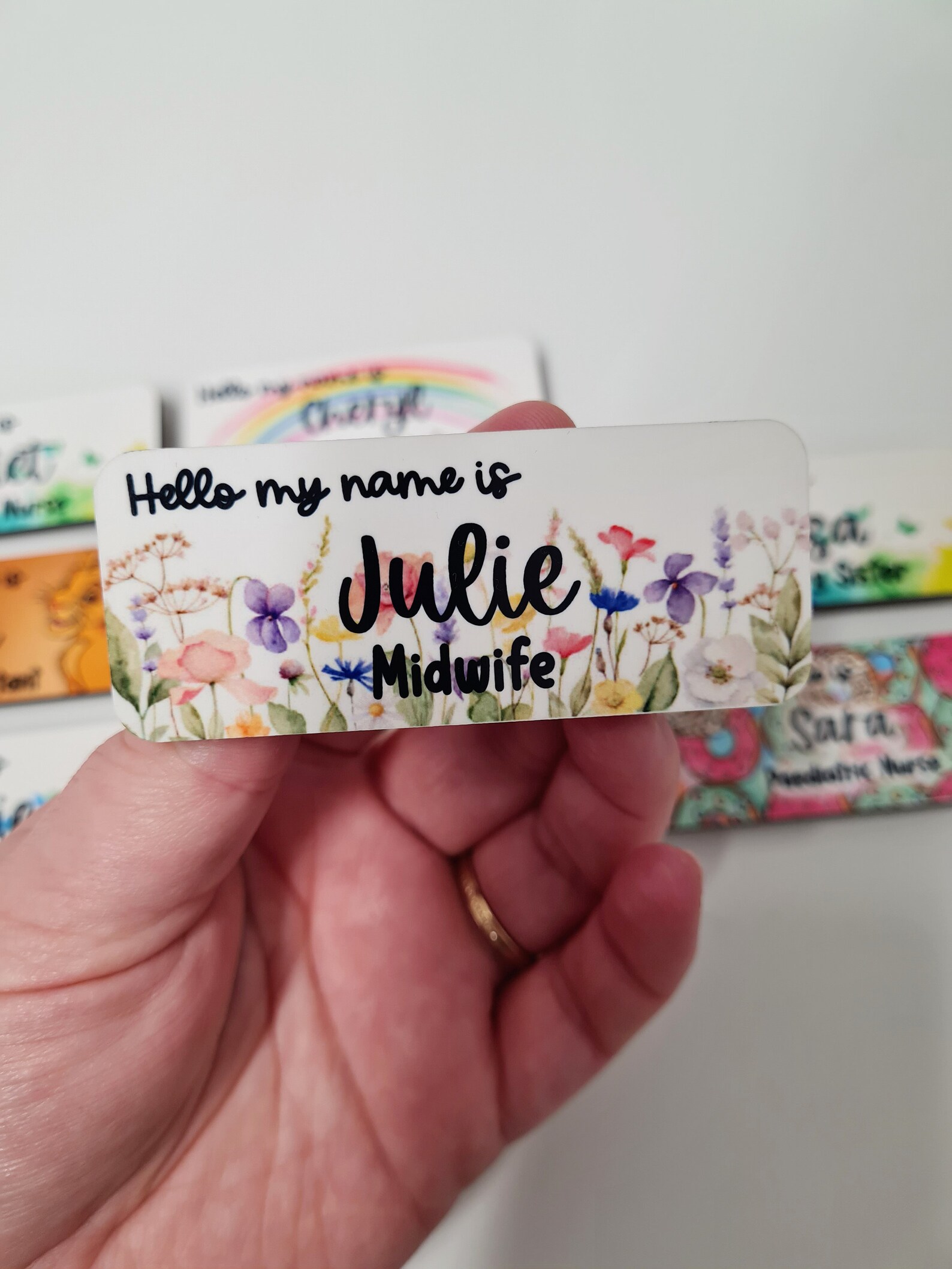 Wild Flower Name Badge Name Badge for Nurse Midwife Name Badge Student ...