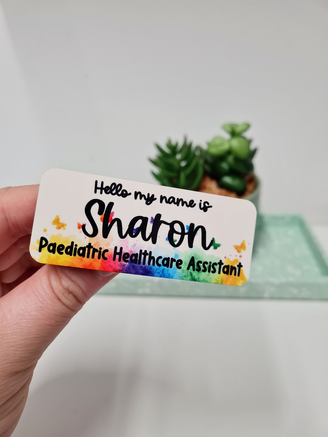 Rainbow Butterfly Name Badge, Nurse Name Badge, Midwife Name Badge ...