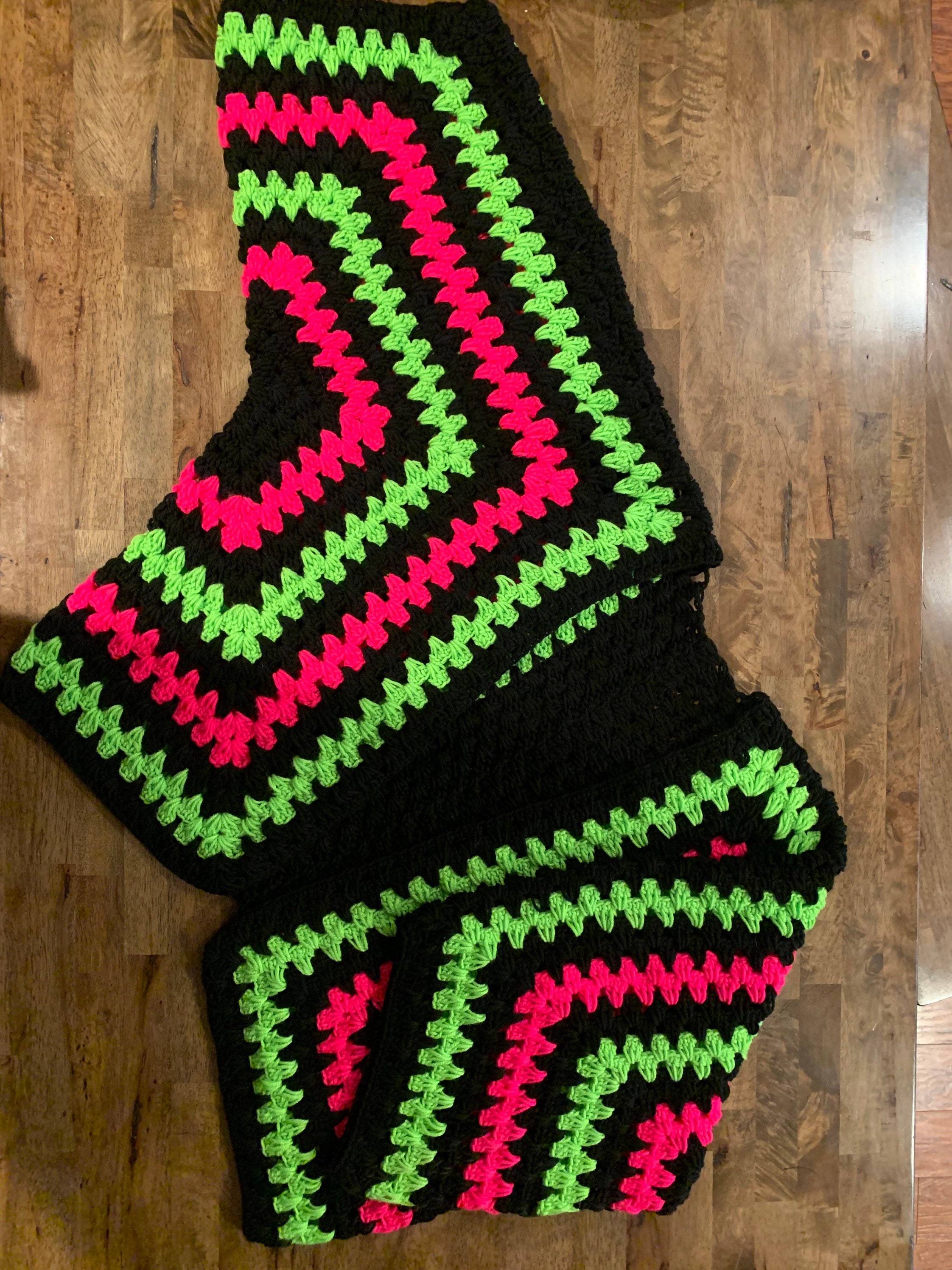 Bright Colored Neon and Black Boho Rave Festival Crochet Cardigan ...