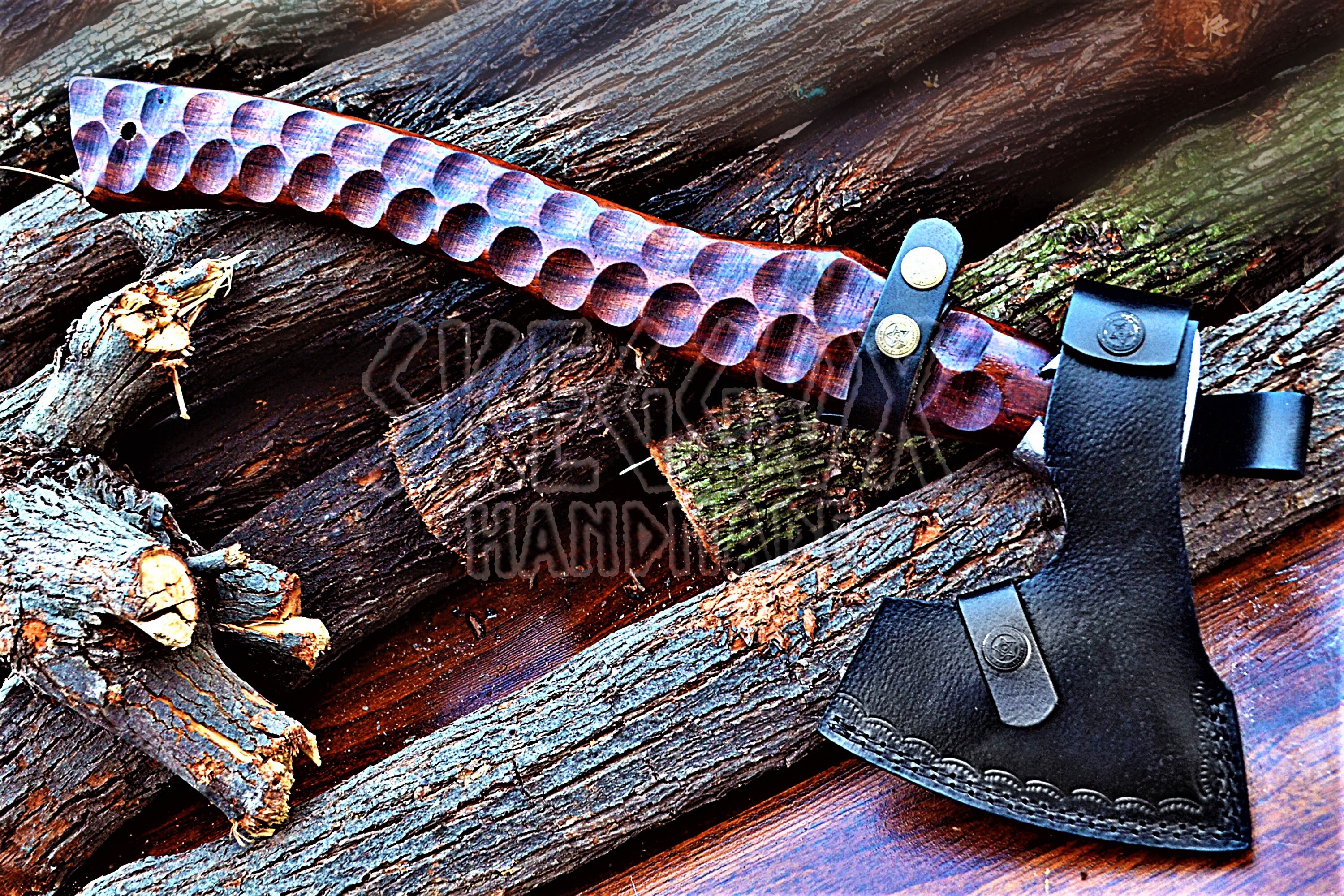 SKX-07-A Forged 18 Viking Axe With Custom Dent Work, Rose Wood Handle ...