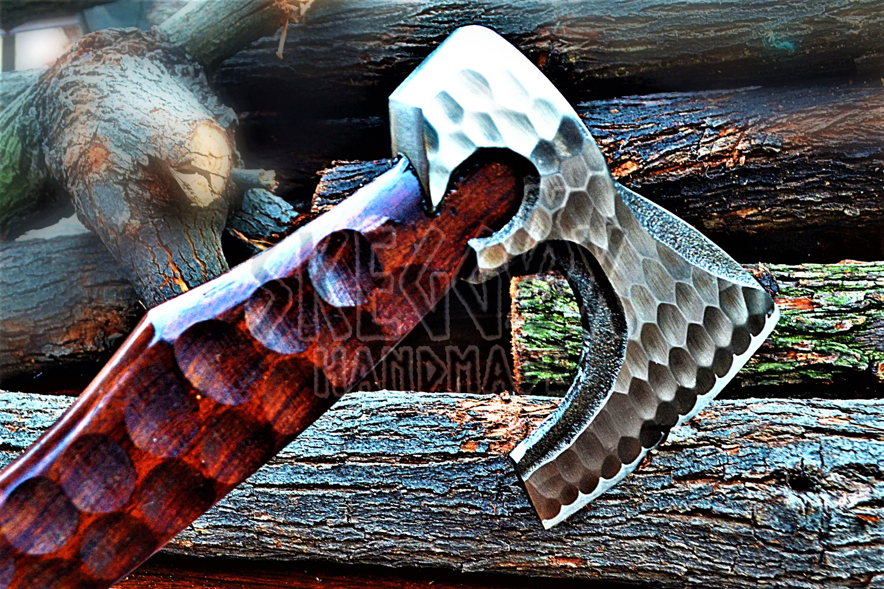 SKX-07-A Forged 18 Viking Axe With Custom Dent Work, Rose Wood Handle ...