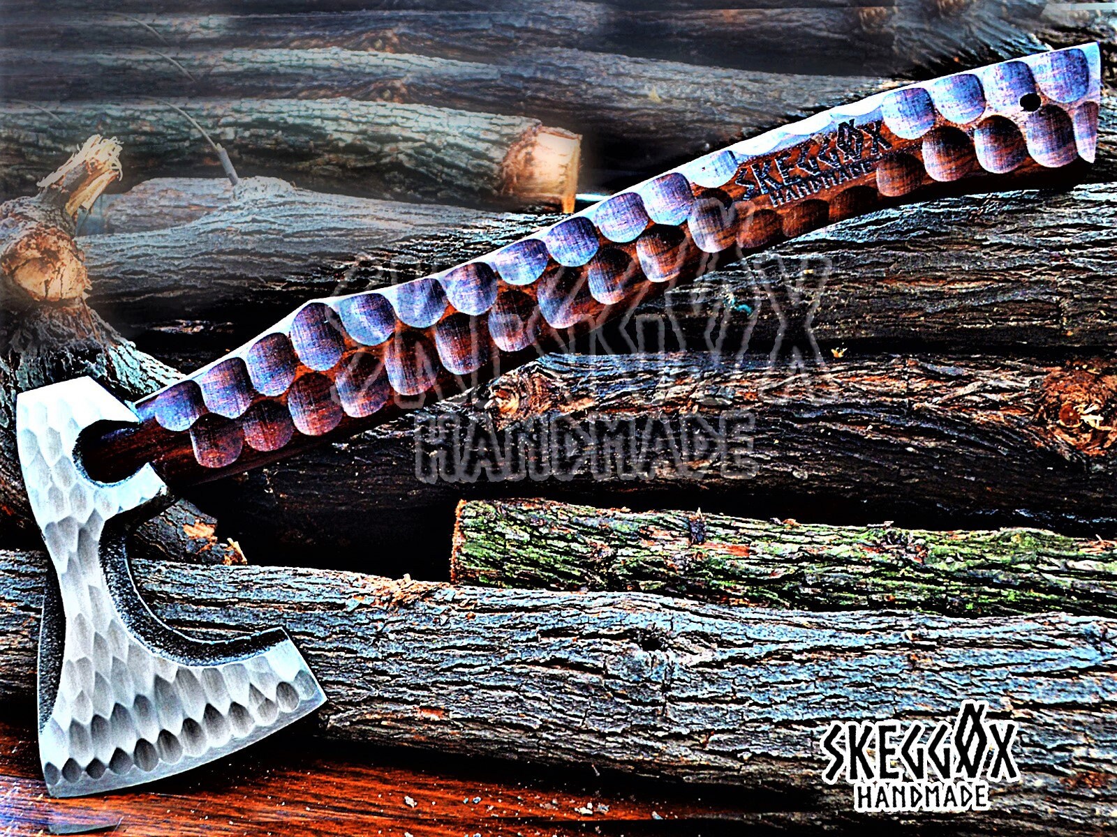 SKX-07-A Forged 18 Viking Axe With Custom Dent Work, Rose Wood Handle ...