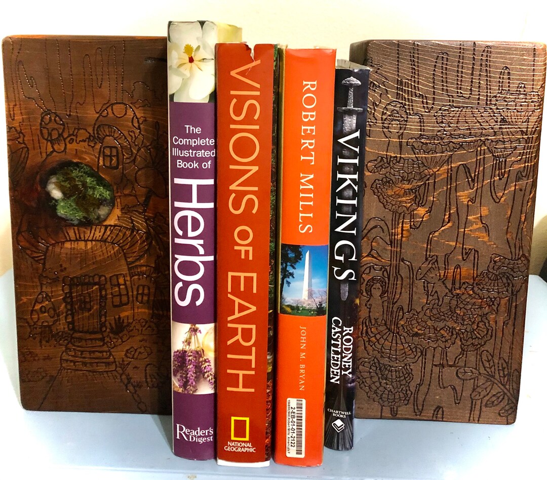 Wood Bookends Magic Mushroom Land - Etsy