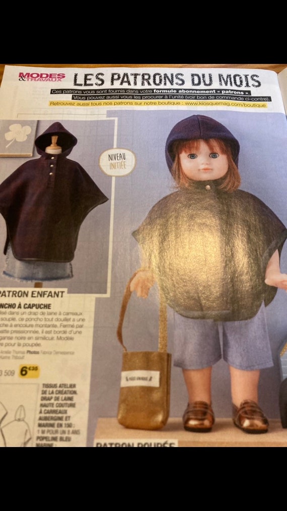 Hooded poncho sewing pattern for girl and doll Sewing Kits & How To ...